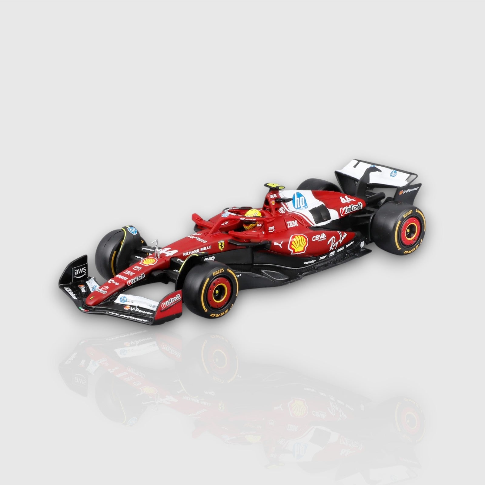 Bburago Lewis Hamilton Scuderia Ferrari SF25 with Acrylic Box 1:43 ...